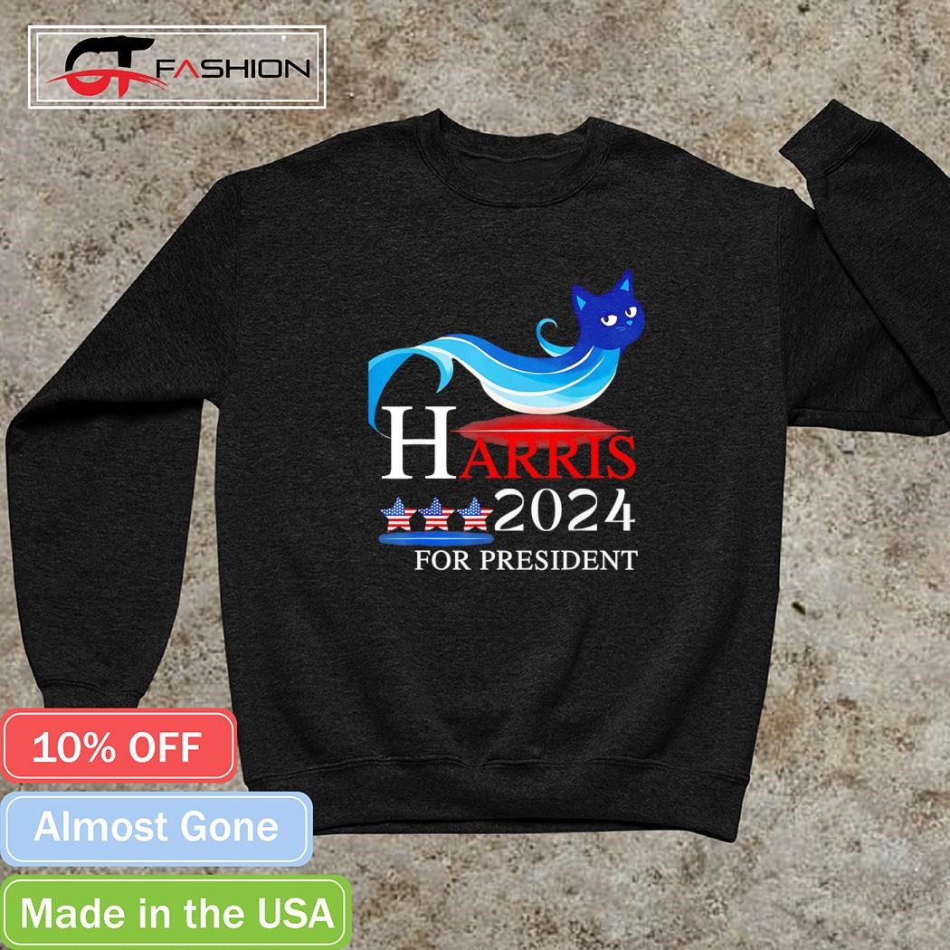 Kamala Harris Kamala blue cat wave cats lady US flag shirt, hoodie ...